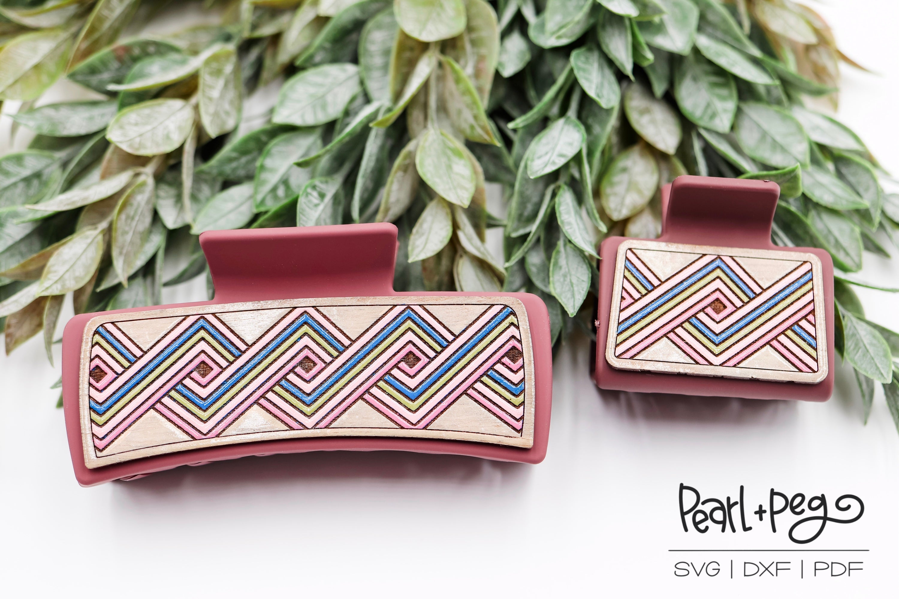 Zig Zag Design Hair Clip Laser Engraved Earrings Digital Download Rele ...