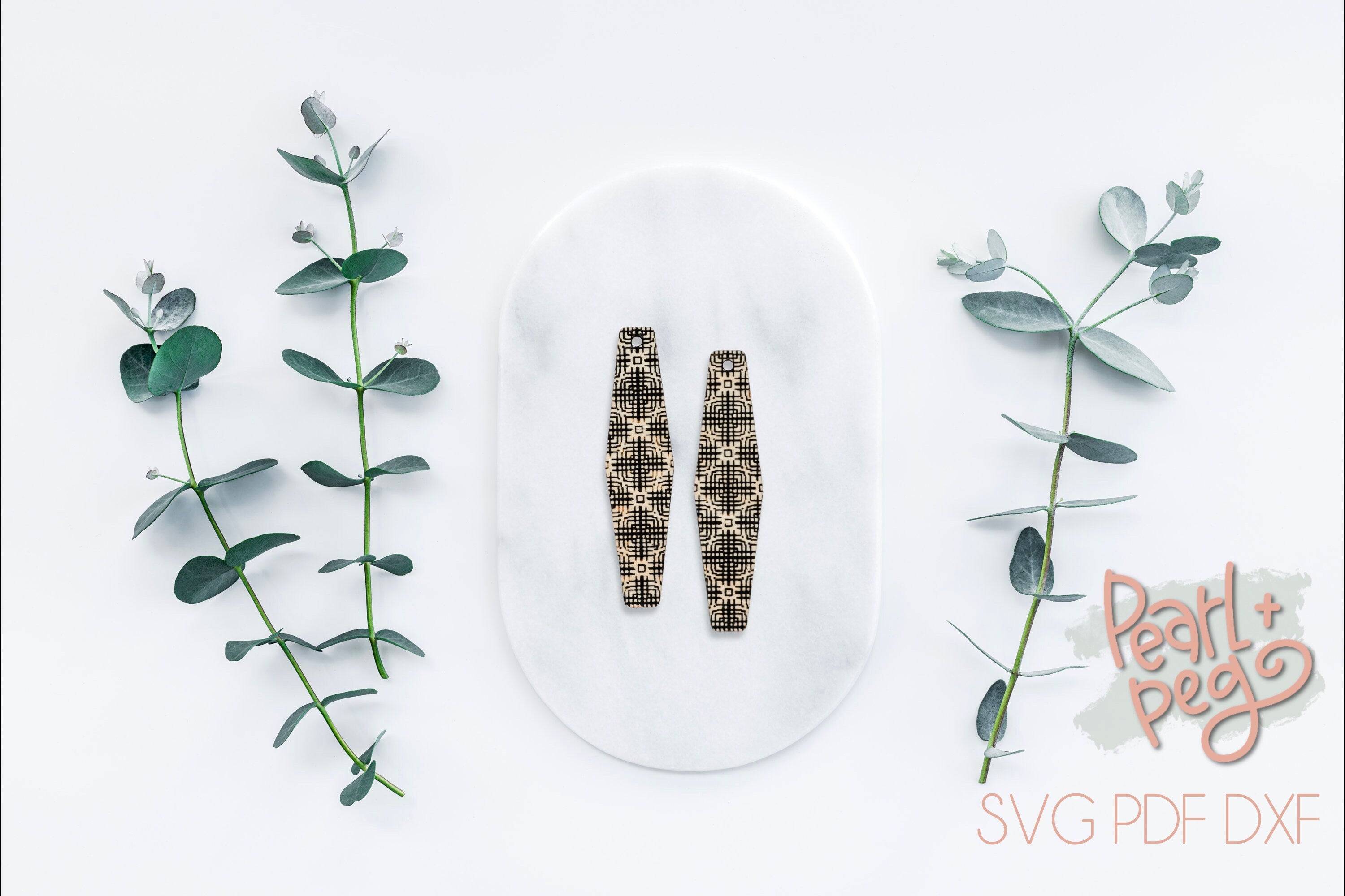 Sketch Lines Target Bar Laser Engraved Earring Digital Download ...