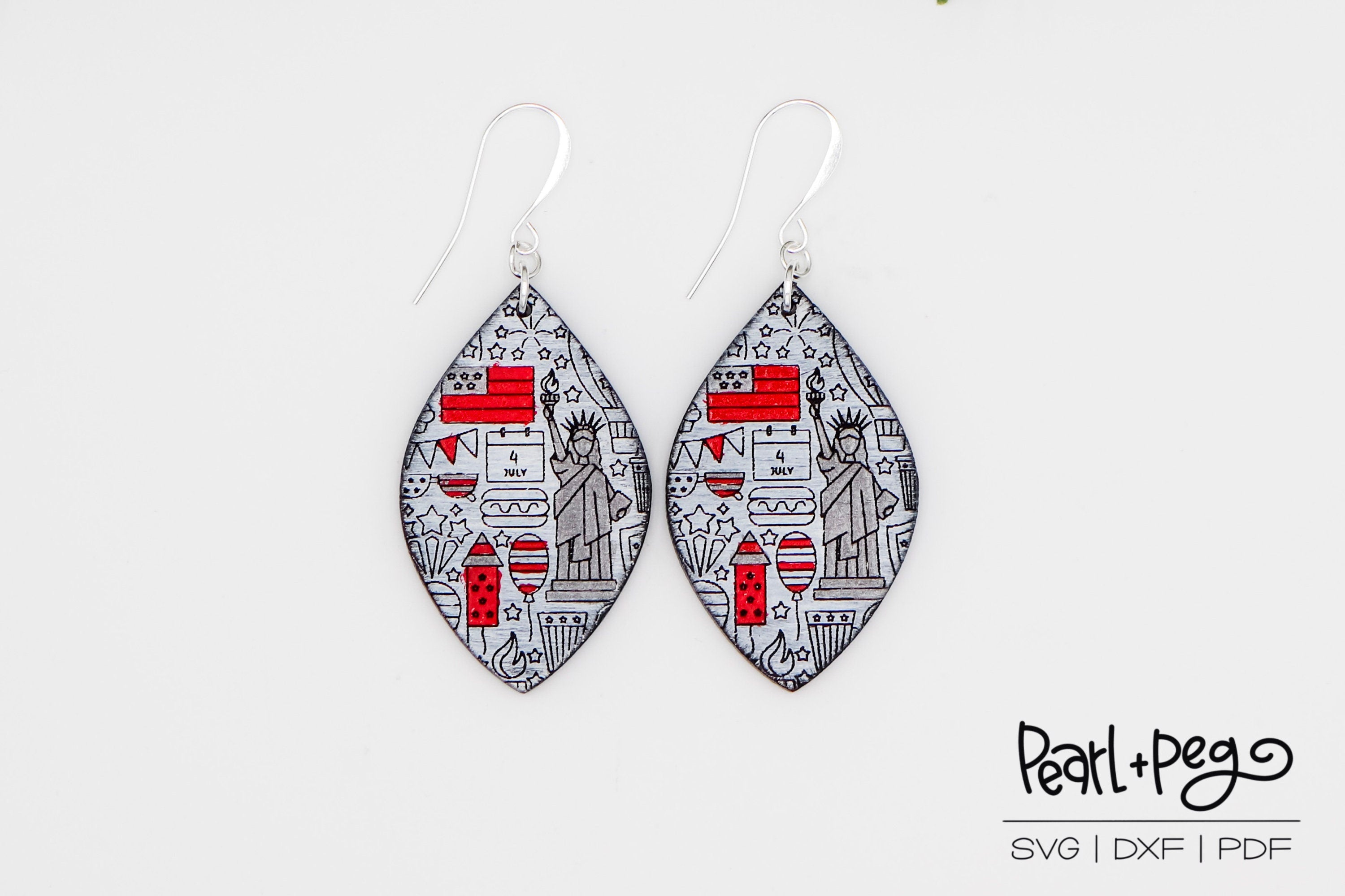 4th Of July Icon Drop Laser Engraved Earrings Digital Download ...