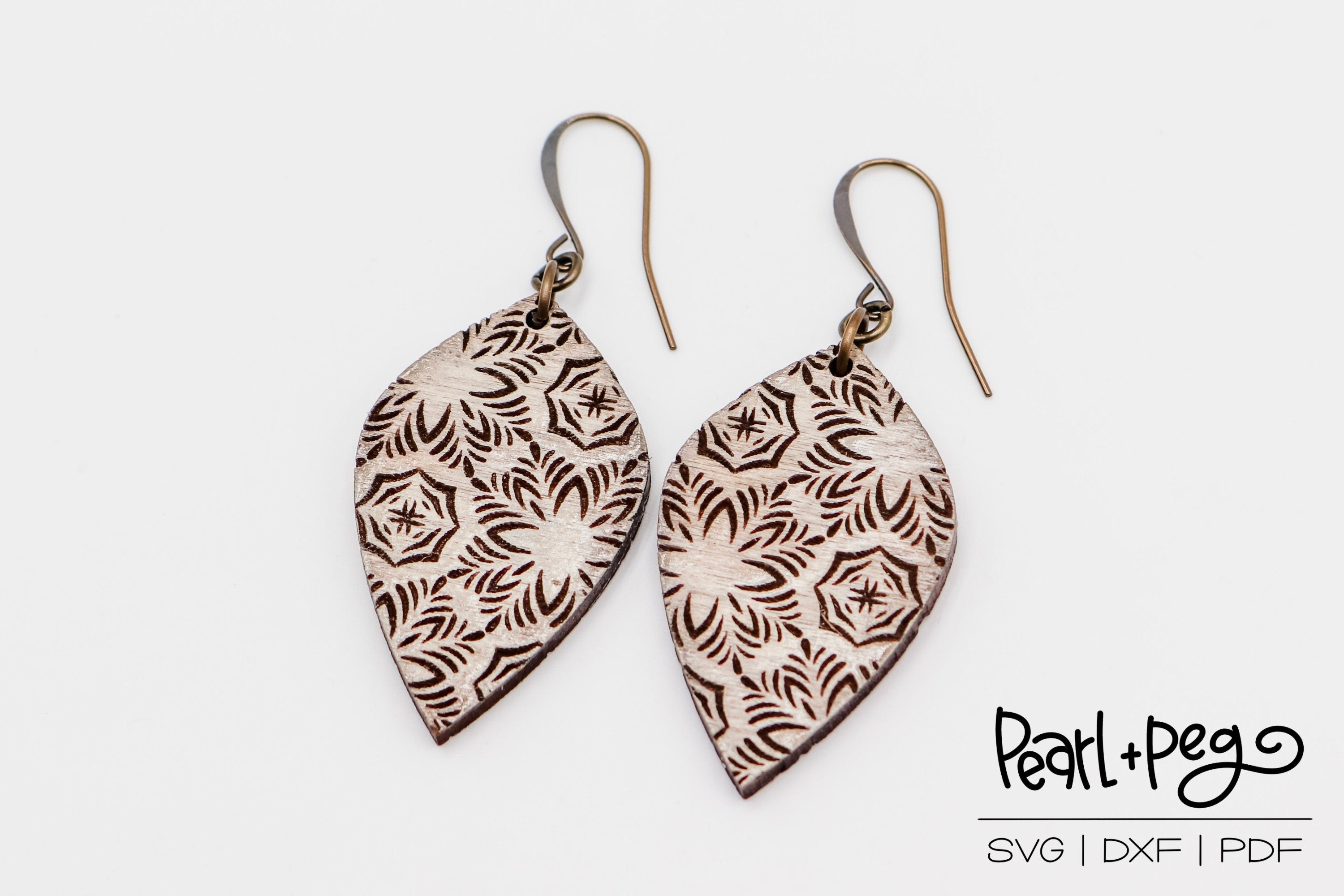 Deco Floral Spade Laser Engraved Earrings Digital Download – Pearlandpeg