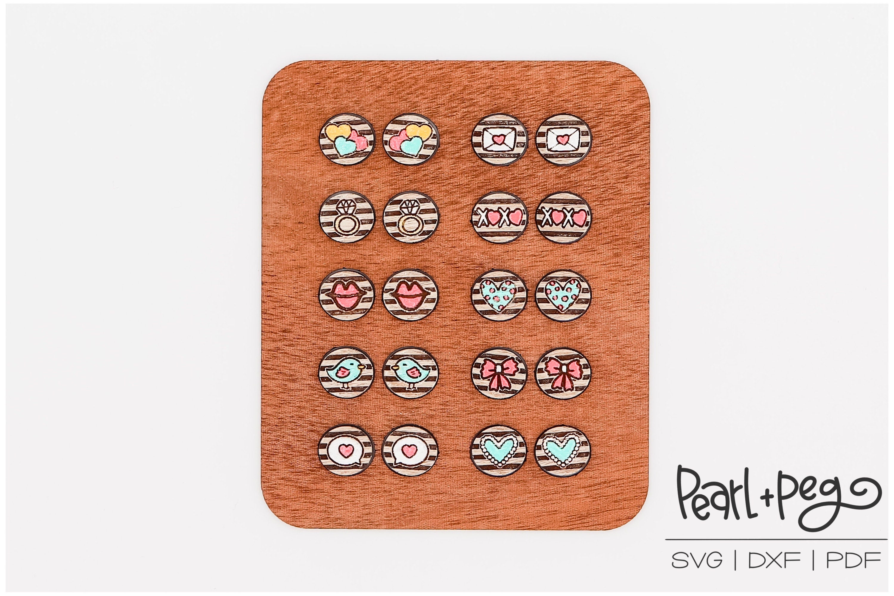 Valentines Striped Stud Set Laser Engraved Earrings Digital Download ...