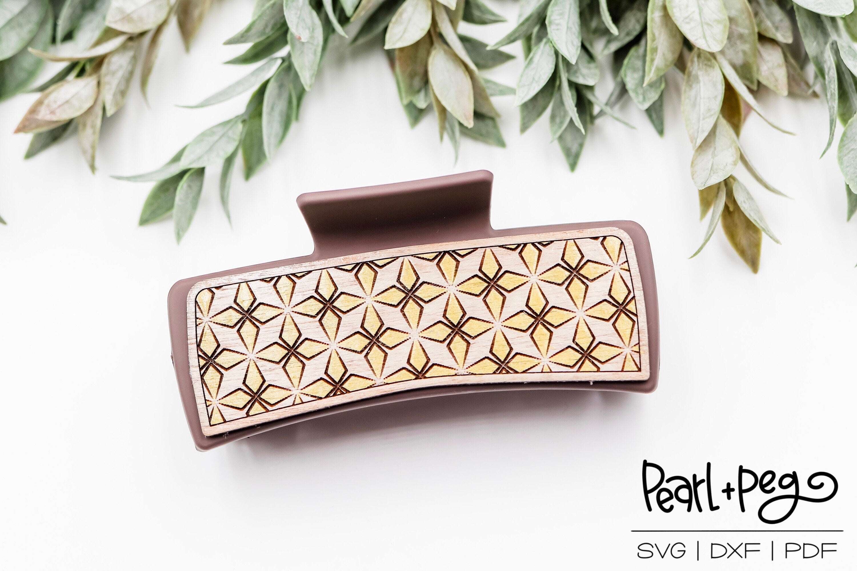 Diamond Pattern Hair Clips Laser Engraved Hair Clip File – Pearlandpeg