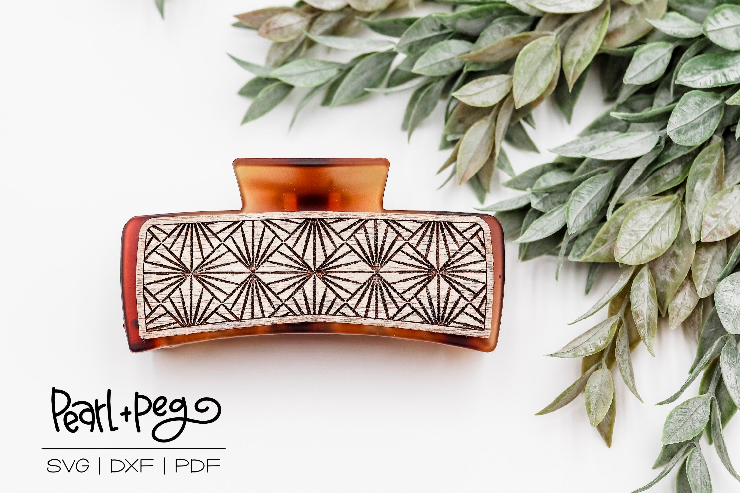 Art Deco Patterned Hair Clip Laser Engraved Hair Clip File – Pearlandpeg