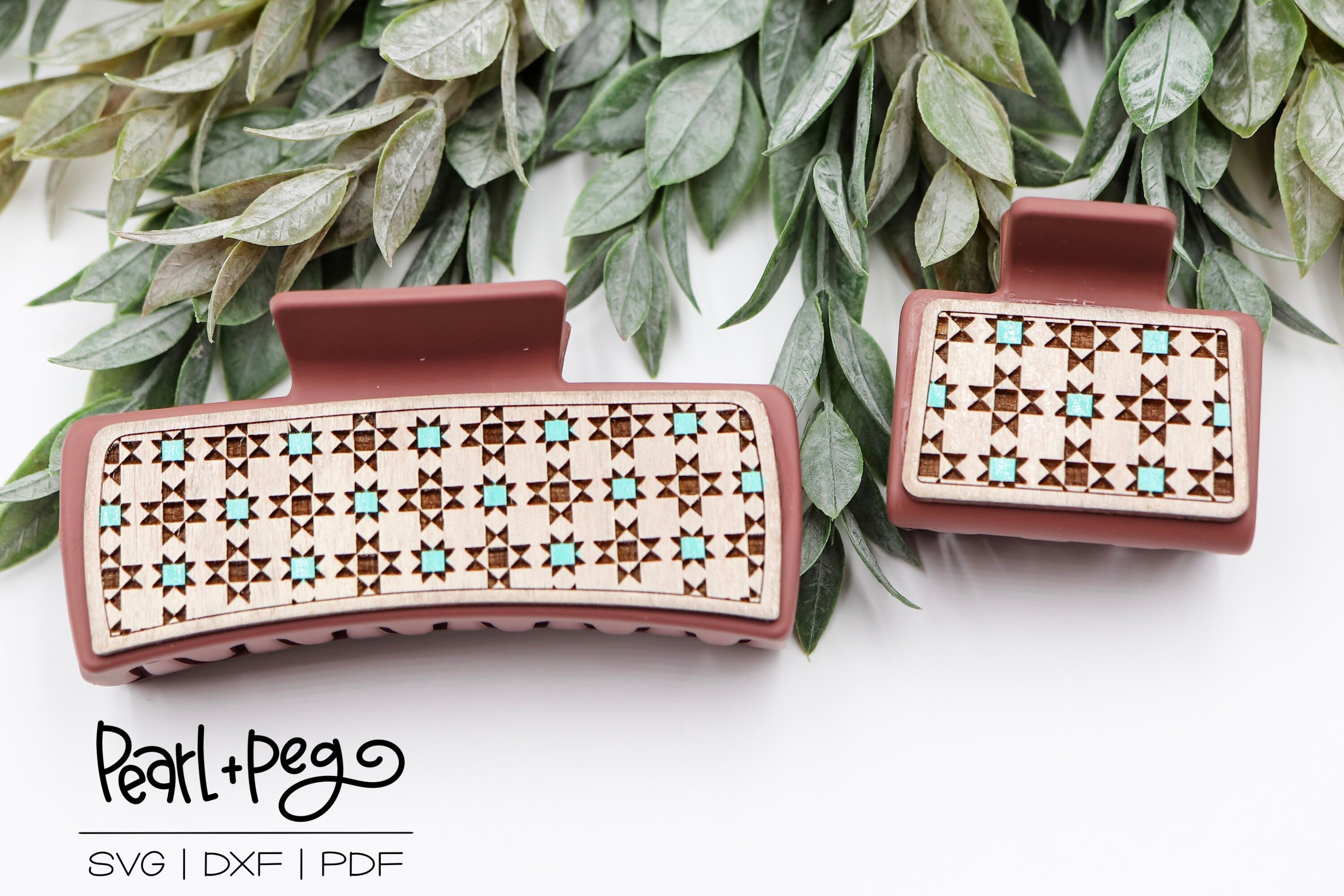 Quilted Pattern 2 Options Laser Engraved Hair Clip File – Pearlandpeg