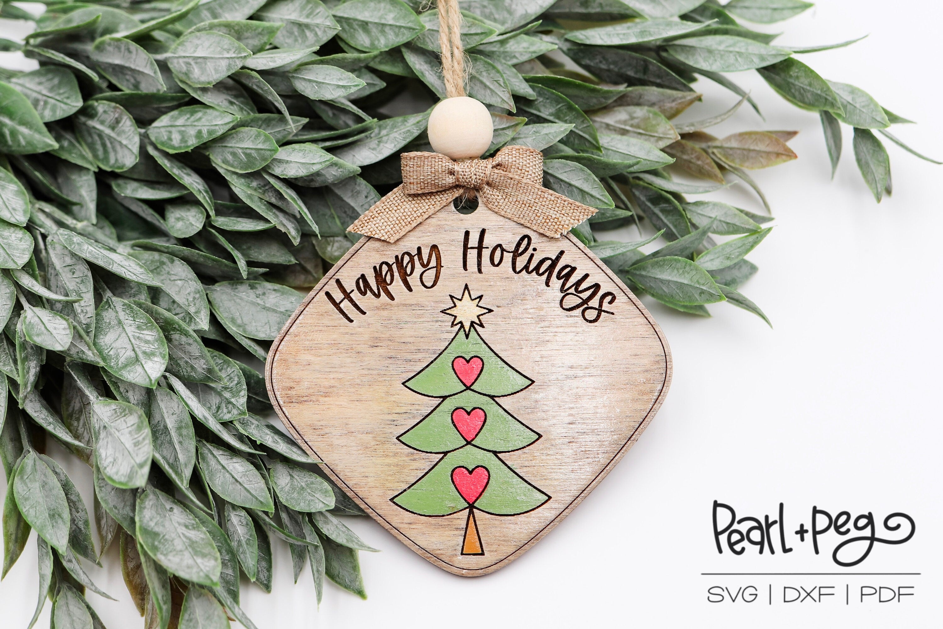 Happy Holidays Tree Ornament Laser Engraved Digital Download – Pearlandpeg