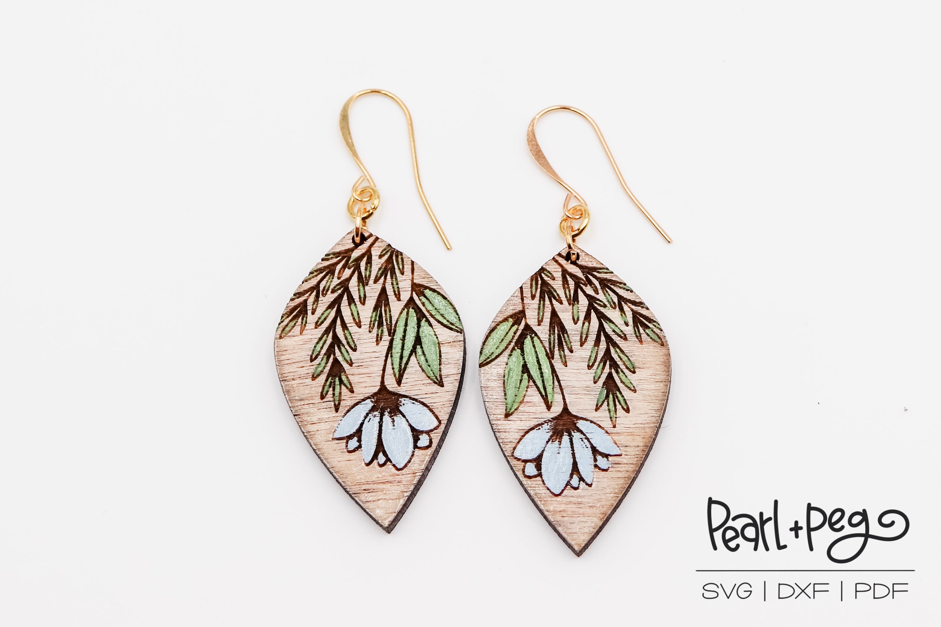 Floral Upside Down Swag Laser Engraved Earrings Digital Download ...